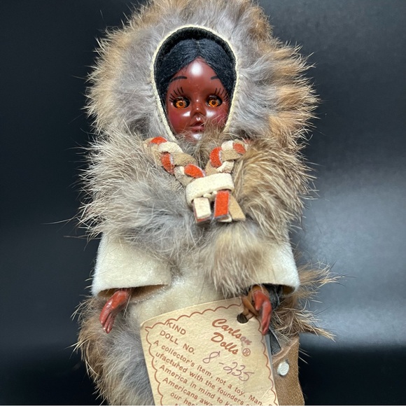Toys | Rare Carlson Dolls Native American Doll With Genuine Fur Outfit ...